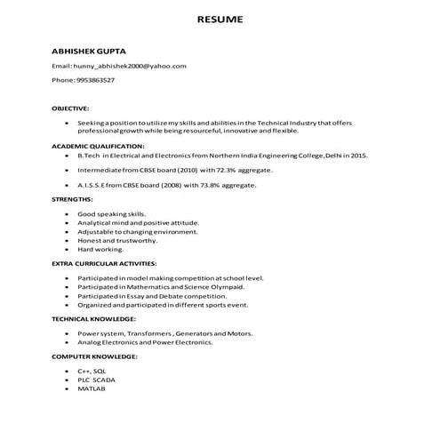 abhishek resume | DOCX | Programming Languages | Computing