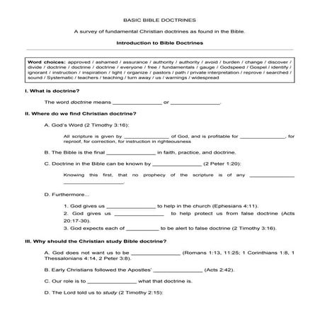 Basic Bible Doctrines Introduction | PDF