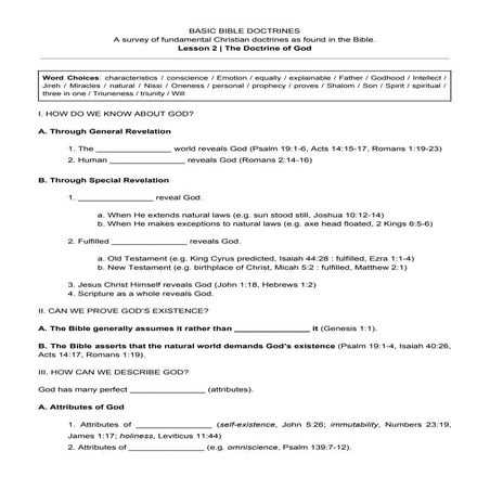 Basic Bible Doctrine Lesson 2 God | PDF