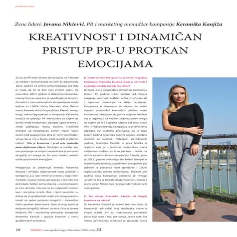 PODOVI novembar 2016 br 33 str 16-19 Jovana Nikcevic intervju | PDF