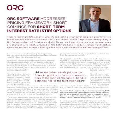 Orc Software Addresses Pricing Framework ShortcomingsFor Short-Term ...