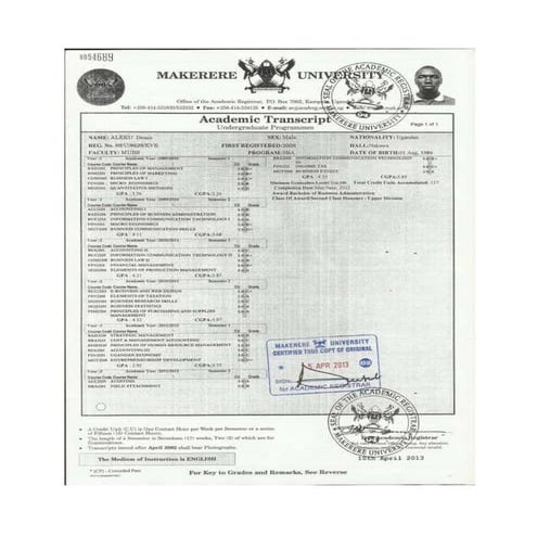 Academic Documents - Denis Aleku | PDF