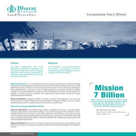 Bharat Biotech Fact sheet | PDF