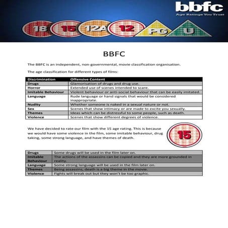 BBFC Classification | DOCX
