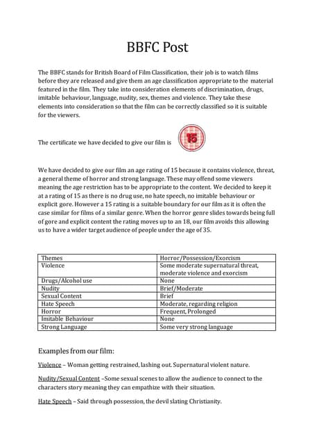 BBFC Classification | PDF