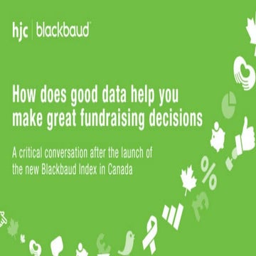 A Critical Conversation after the launch of the new Blackbaud Index Canada | PPT