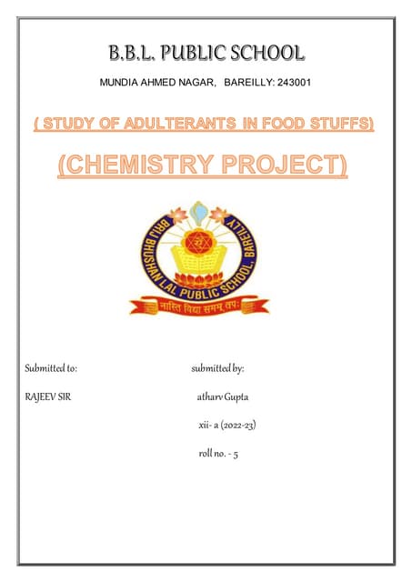 chemistry investigatory project on food adulteration | DOCX | Chemistry ...