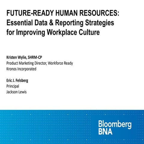 FUTURE READY HR: STRATEGIES FOR POSITIVE WORKPLACE CULTURE | PDF