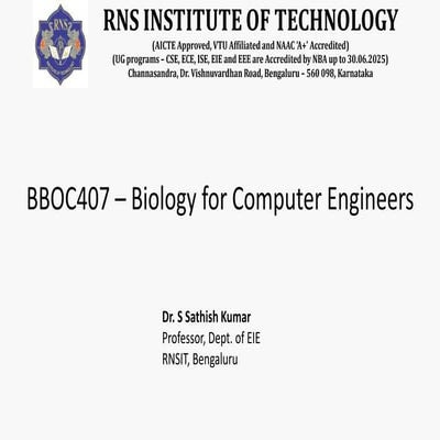 BBOC407 Module 1.pptx Biology for Engineers | PPTX