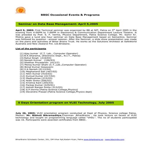 Bbsc Occasional Events & Programs | PDF | Computer Software and ...