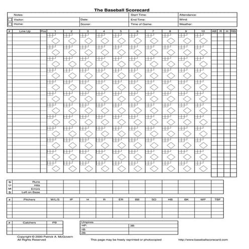 Baseball Score Card | PDF