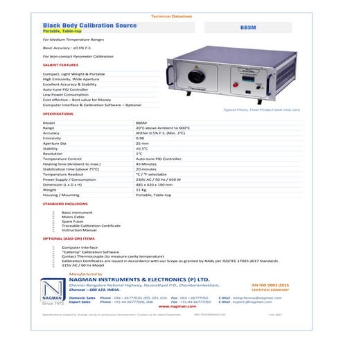 Black Body Calibration Source BBSM | PDF