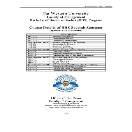 BBS VII semester final syllabus for all subjects | PDF