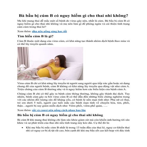Bà bầu bị cúm B có nguy hiểm gì cho thai nhi không.docx
