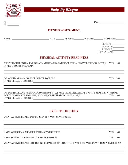 Body By Wayne Fitness Plan Dietary Worksheet | PDF