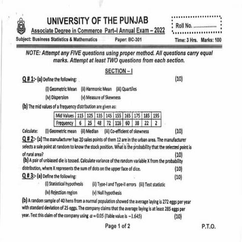 BC-301-PI-Past-Papers.pdf for sample new students | PDF