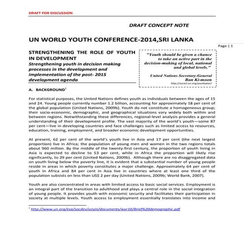 Sri Lanka -concept Note - UN World Youth Conference | PDF