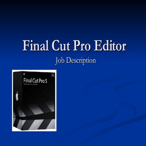 Bc1001 Final Cut Pro Editor | PPT