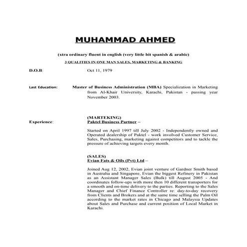 Muhammad Ahmed C.V. | PDF