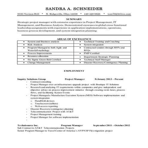 Sandra.Schneider(PM) Resume 11-15 | PDF
