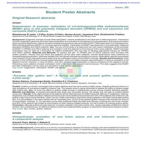 3. TATE ABSTRACT-JOMFP 2014 | PDF