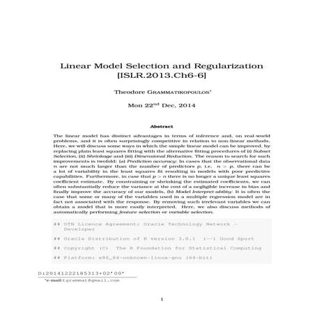 Linear Model Selection And Regularization Article 6 Practical Exercises Pdf