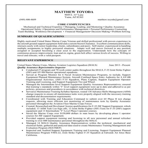 resume for Rod Quinn | RTF