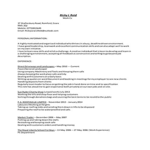 Ricky L Reid cv proper | PDF