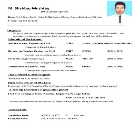 Resume Shahbaz mushtaq. | PDF