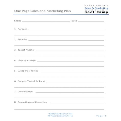 3 - One Page Sales and Marketing Plan | PDF