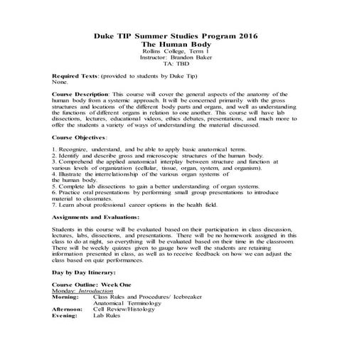 Course Syllabus Duke TIP | DOCX