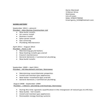 Garry Macleod CV 2015 | DOCX | Careers