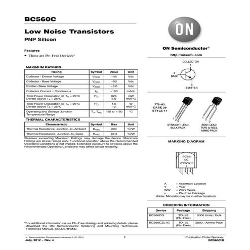 Original PNP Transistor BC560C BC560 560 TO-92 New | PDF | Consumer ...