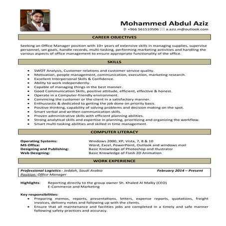 Aziz - Office Manager CV Revised | PDF