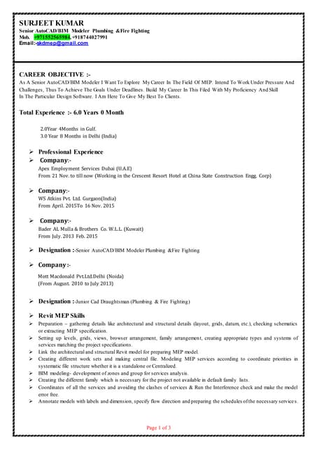 CV_ BIM Revit Mep Modeler & Draftsman | PDF