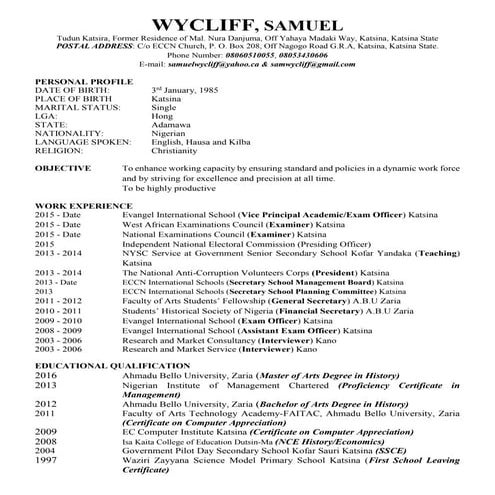 Cv Second Office 97 2003 | DOC