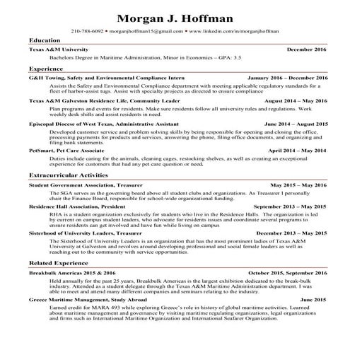 M.Hoffman Resume 2016 | PDF