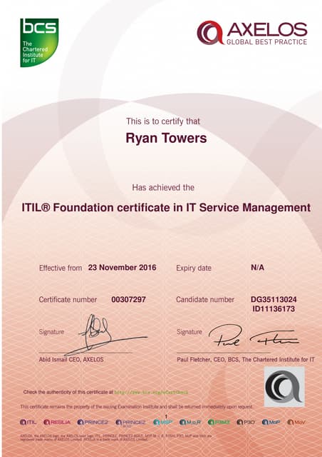 ITIL Foundation certificate | PDF | Technology & Computing