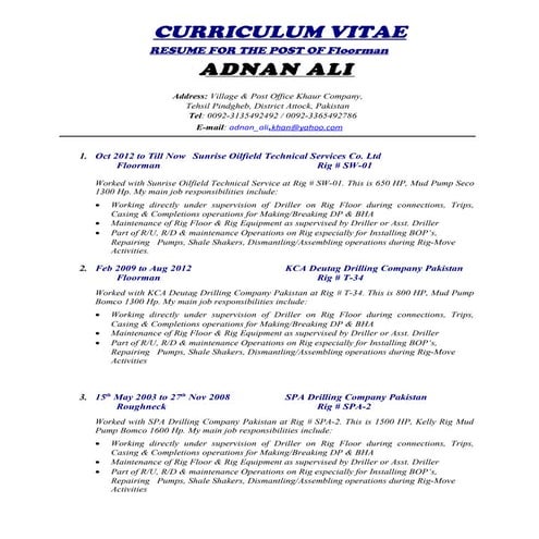 cv for Floorman | DOC