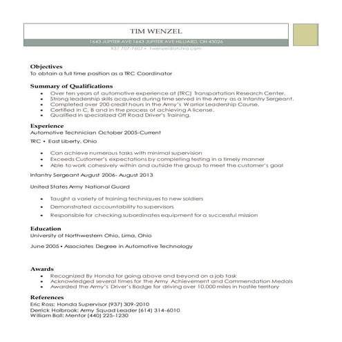 Tim Wenzel Resume | DOCX