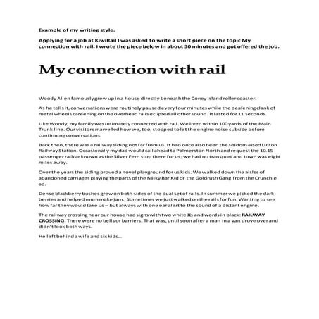 Short writing sample RailLove | PDF