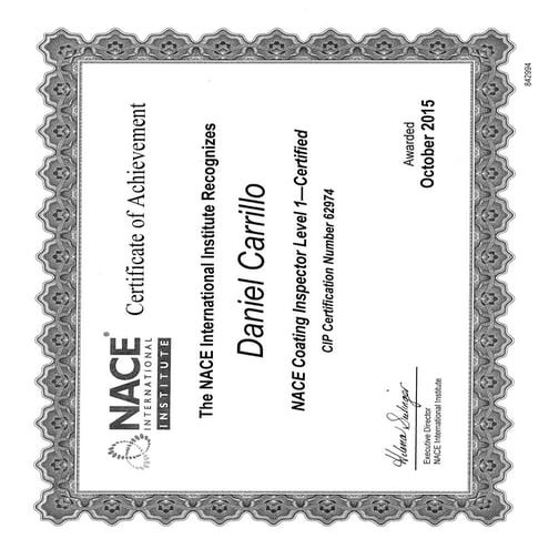 Daniel Carrillo NACE Certificate | PDF