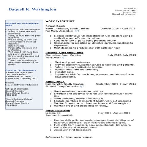 Daquell Washington Resume | PDF
