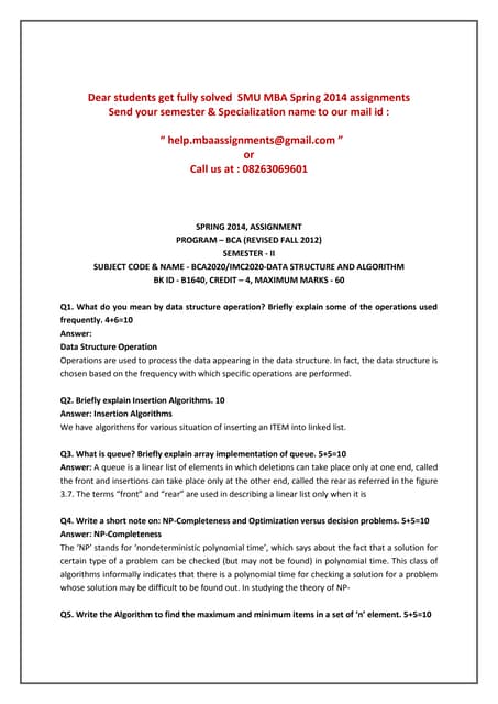 Mca2020 advanced data structure | PDF