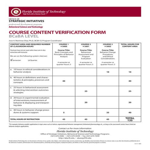 FIT BCaBA Course Content | PDF