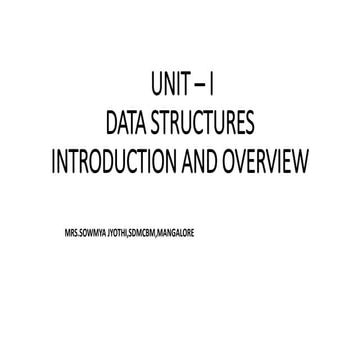 Bca Data Structures Introduction And Overview Sowmya Jyothi Ppt