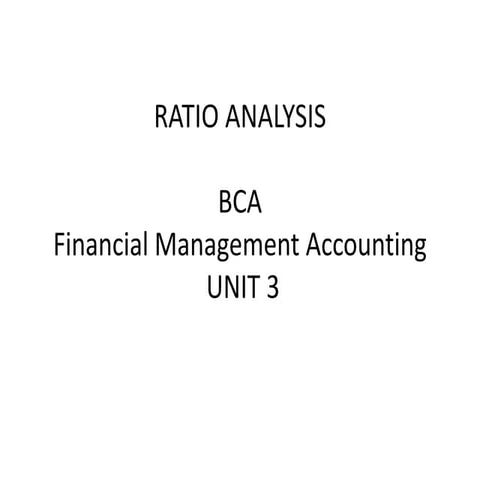 Bca i fma u 3 ratio analysis | PPTX