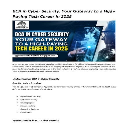 BCA in Cyber Security: Your Gateway to a High-Paying Tech Career in ...