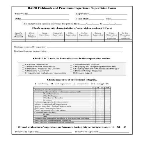 Bcba supervision form | PDF