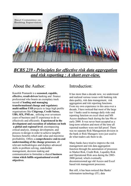 Bcbs 239 principles of effective risk data aggregation and risk ...